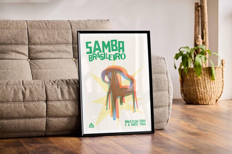 Retro Brazil Samba Poster, Colorful Brazilian Print, Modern Wall Art ...
