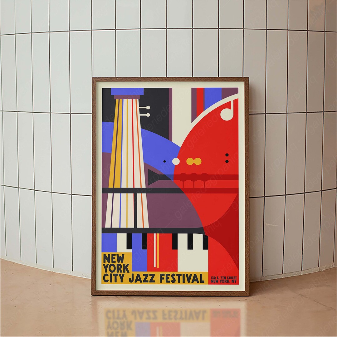 New York Jazz Festival Poster, Concert Poster, Typography Print, Mid ...