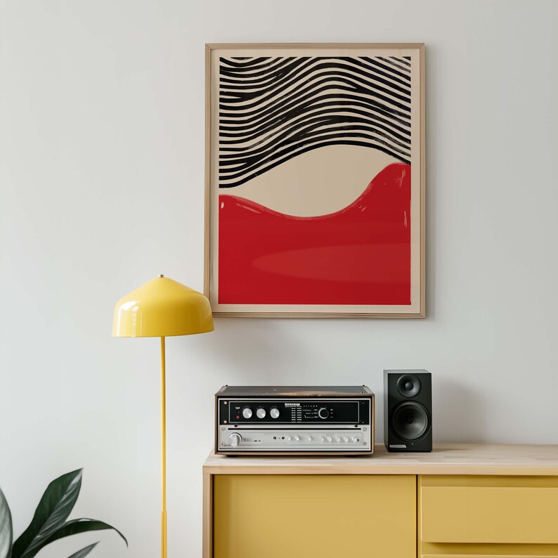 Abstract Minimal Mid Century Poster, Minimal Wall Art, Colorful Print ...