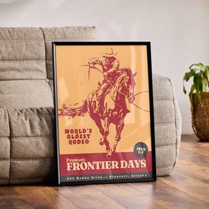 Frontier Days Rodeo Poster, Vintage Western Poster, Rodeo Print, Mid ...