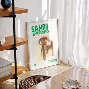 Retro Brazil Samba Poster, Colorful Brazilian Print, Modern Wall Art ...
