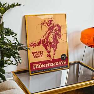 Frontier Days Rodeo Poster, Vintage Western Poster, Rodeo Print, Mid ...