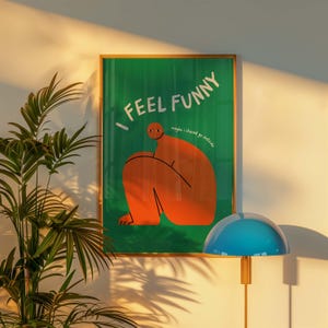 Retro I Feel Funny Character Poster, Minimal Typography Poster, Cute ...