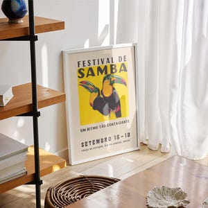 Toucan Samba Festival Poster, Vintage Mid Century Modern Art, Retro ...