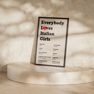 Printable Everybody Loves Italian Girls Poster Wall Art, Minimal ...