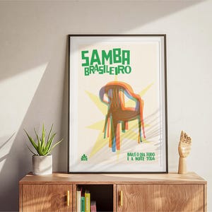 Retro Brazil Samba Poster, Colorful Brazilian Print, Modern Wall Art ...
