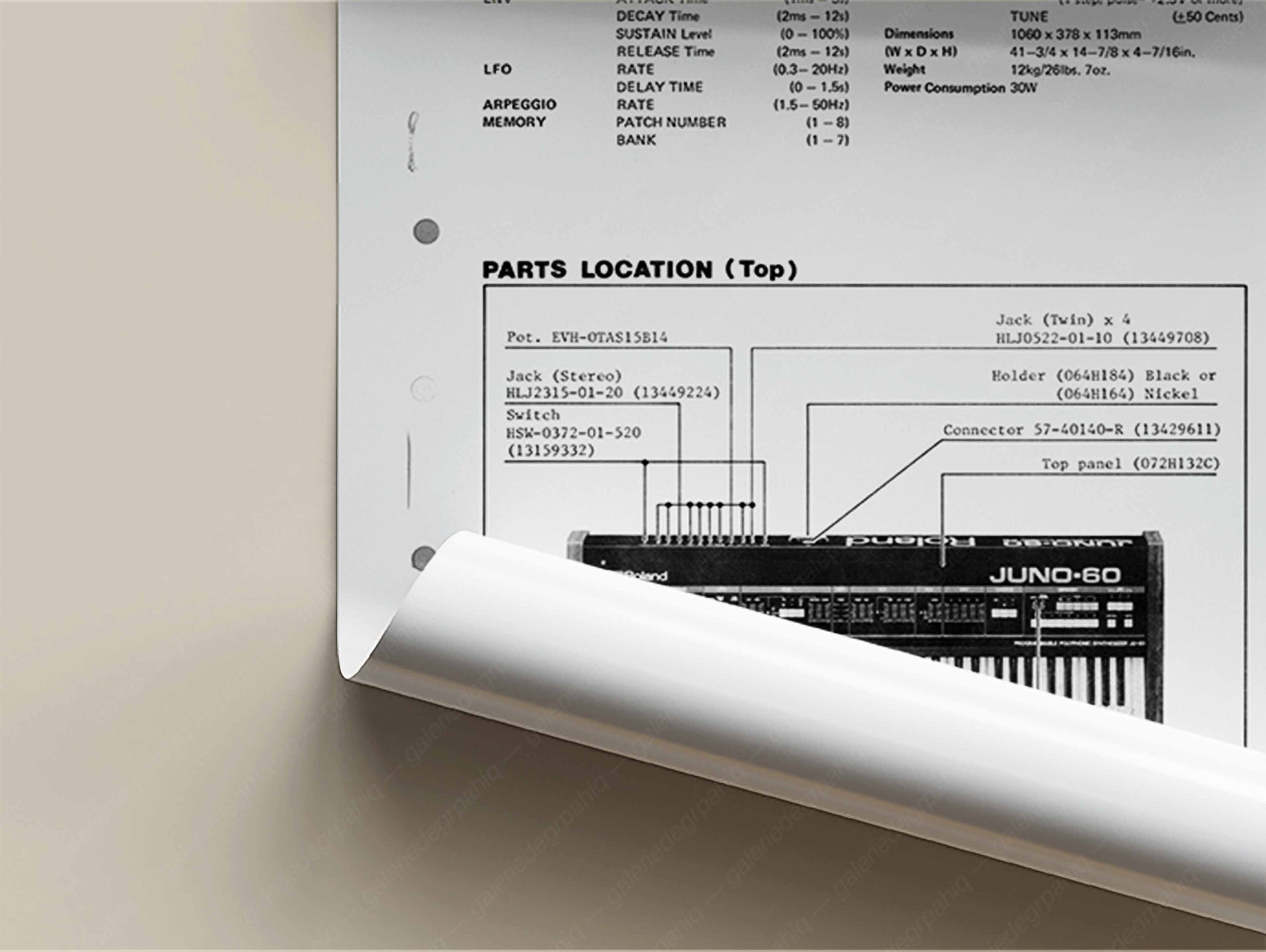 Vintage Roland Juno 60 Synthesizer Poster, Vintage Manual Print, Minimal Typographic Poster ...