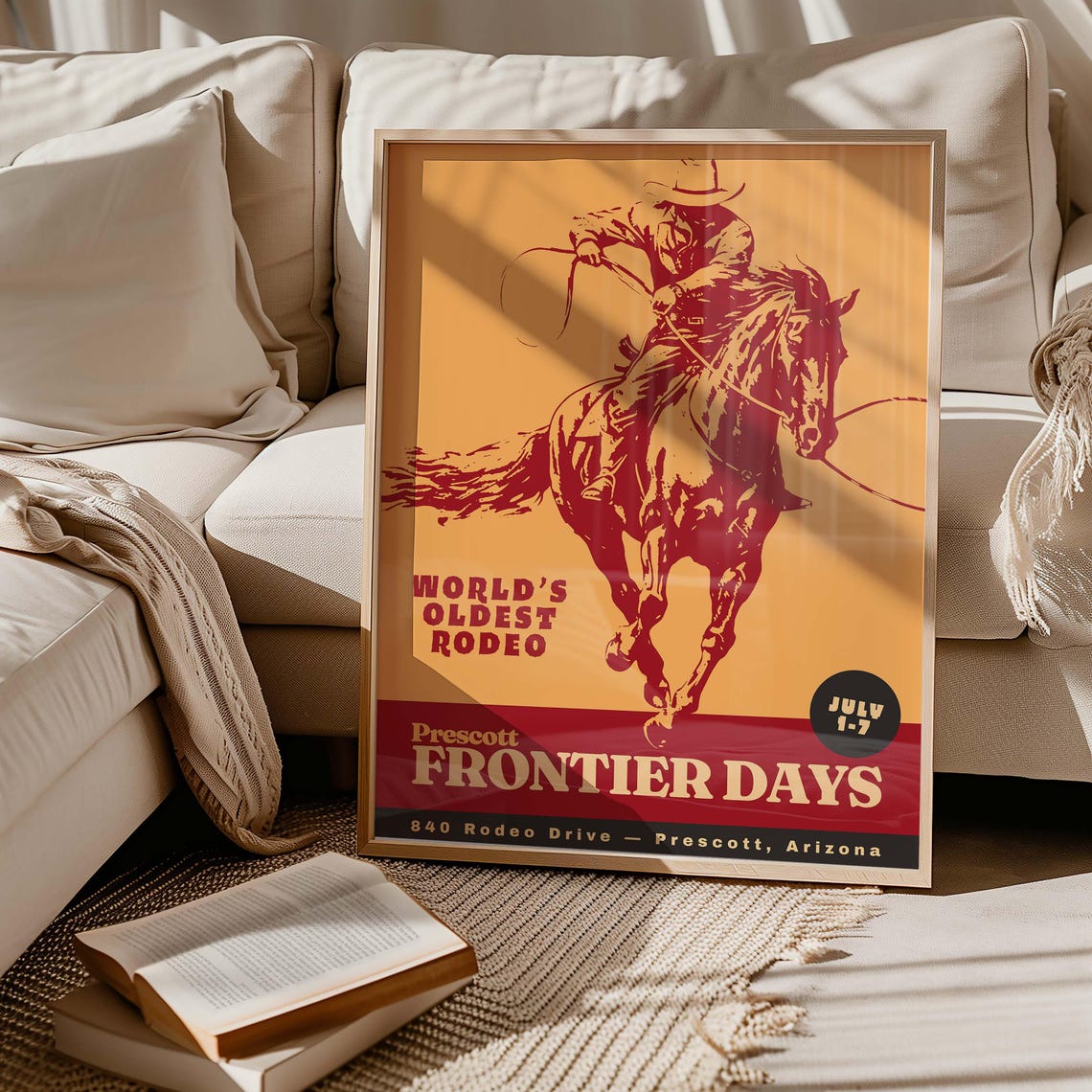 Frontier Days Rodeo Poster, Vintage Western Poster, Rodeo Print, Mid ...