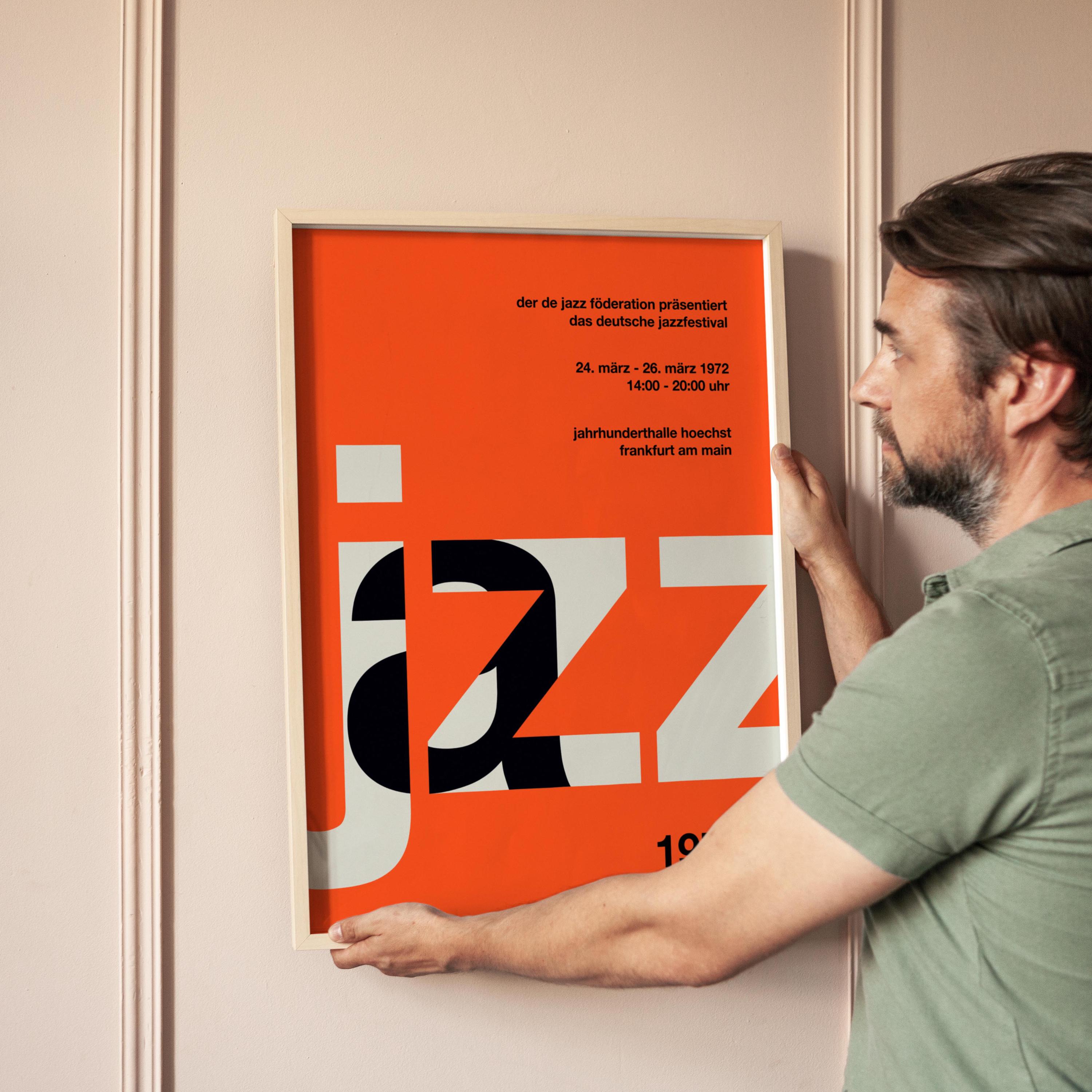Retro German Jazz Festival Poster, Concert Poster, Typography Print ...