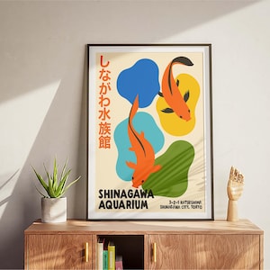 Japanese Aquarium Poster, Shinagawa Koi Fish Print, Retro Tokyo Art ...