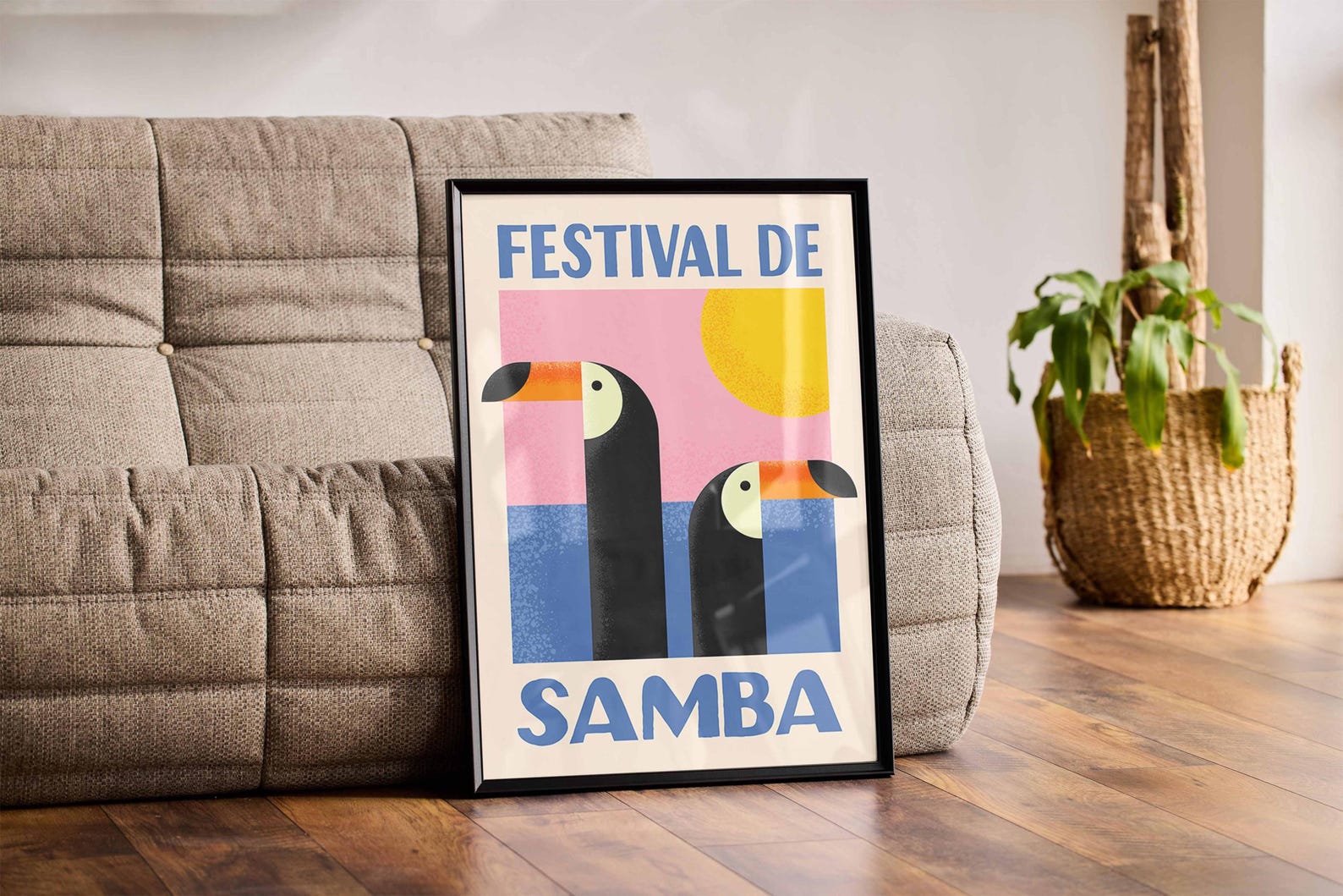 Toucan Samba Festival Poster, Vintage Mid Century Modern Art, Retro ...