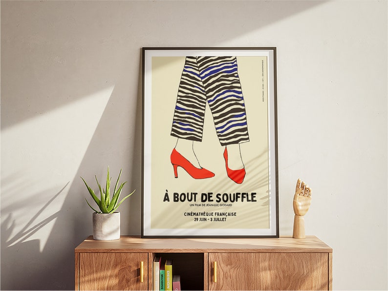 Retro French Film Poster, Vintage French Poster, Typography Print, Mid ...