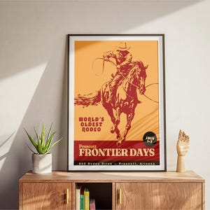 Frontier Days Rodeo Poster, Vintage Western Poster, Rodeo Print, Mid ...