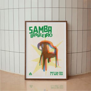 Retro Brazil Samba Poster, Colorful Brazilian Print, Modern Wall Art ...