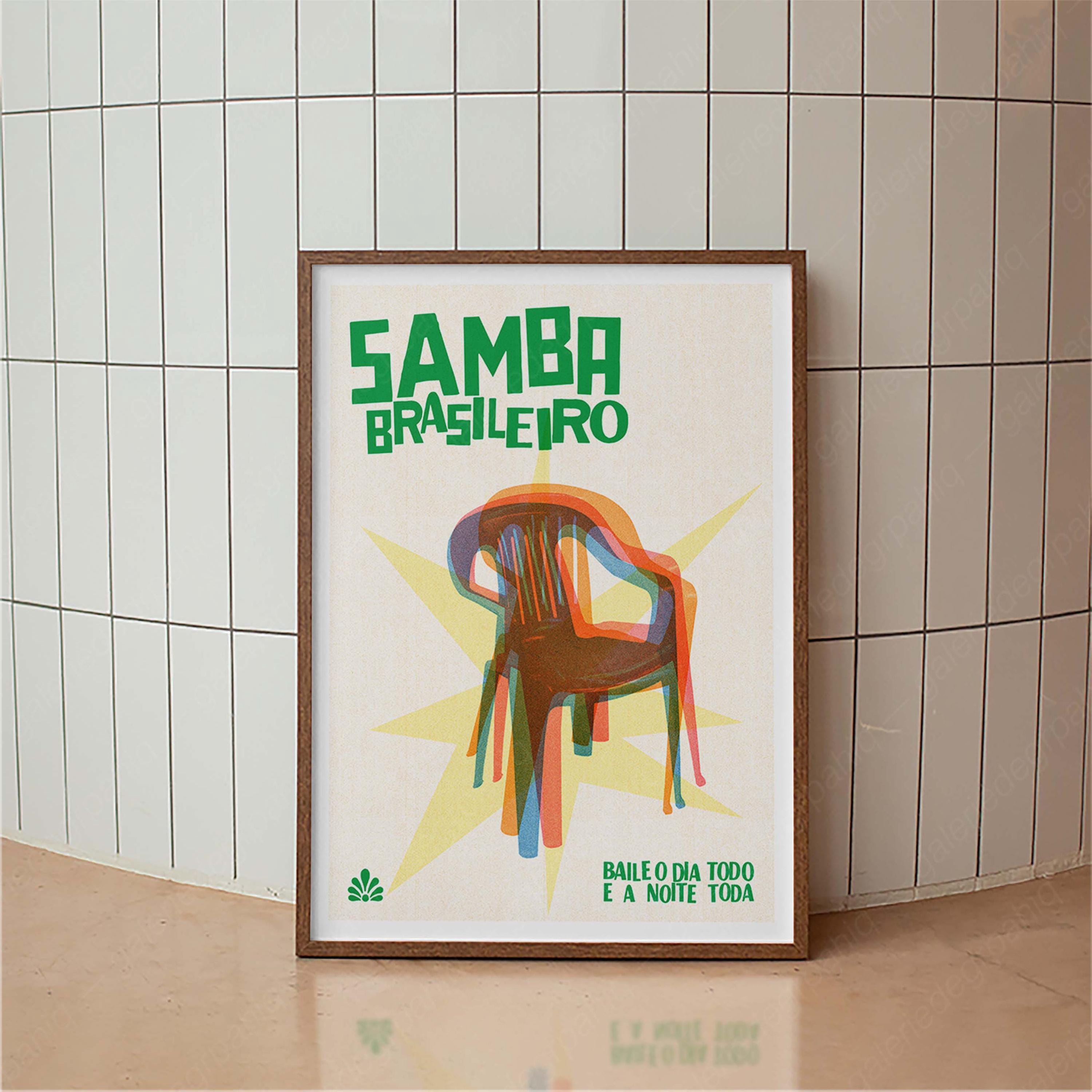 Retro Brazil Samba Poster, Colorful Brazilian Print, Modern Wall Art ...