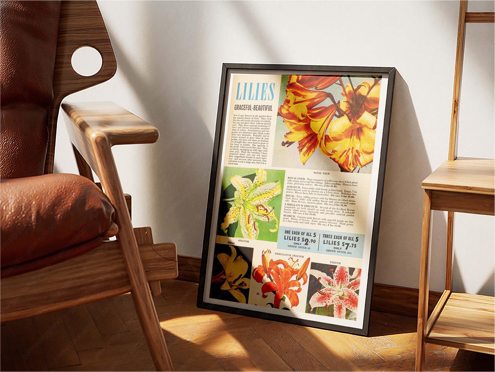 Lily Botanical Garden Poster, Flower Poster, Typography Print, Mid ...