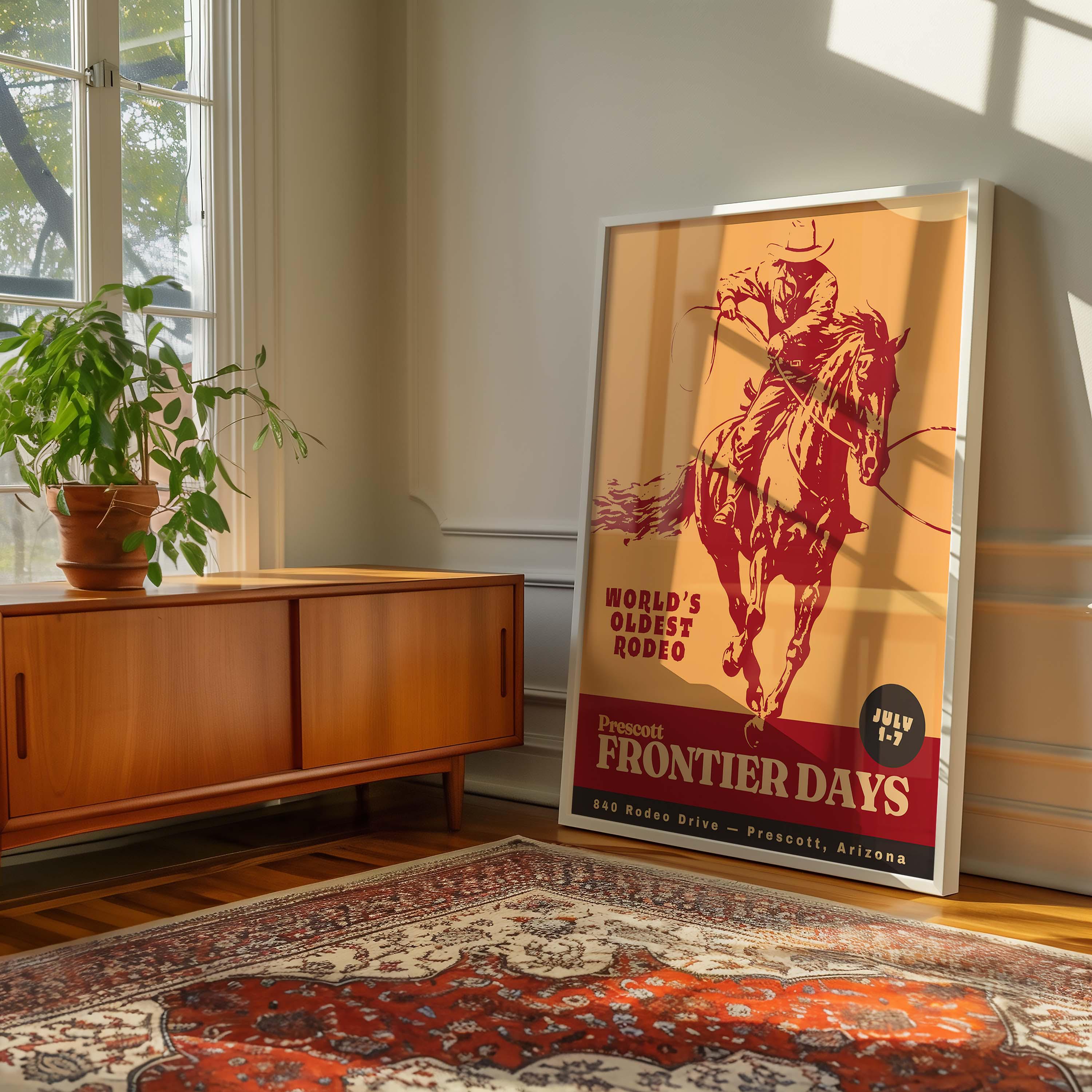 Frontier Days Rodeo Poster, Vintage Western Poster, Rodeo Print, Mid ...