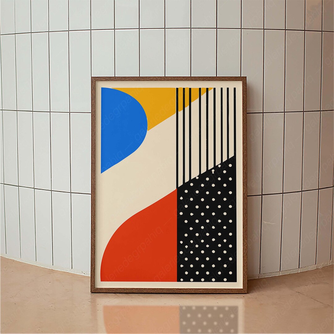 Abstract Colorful Mid Century Poster, Minimal Wall Art, Colorful Print ...