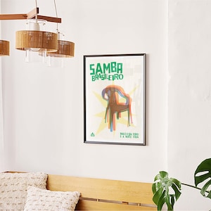 Retro Brazil Samba Poster, Colorful Brazilian Print, Modern Wall Art ...
