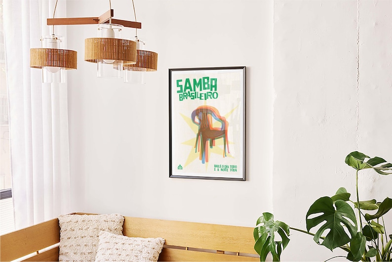 Retro Brazil Samba Poster, Colorful Brazilian Print, Modern Wall Art ...