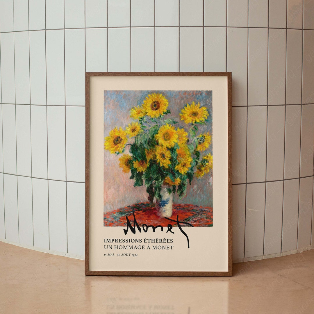 Vintage Monet French Exhibition Art Poster, Minimal Typography Poster ...