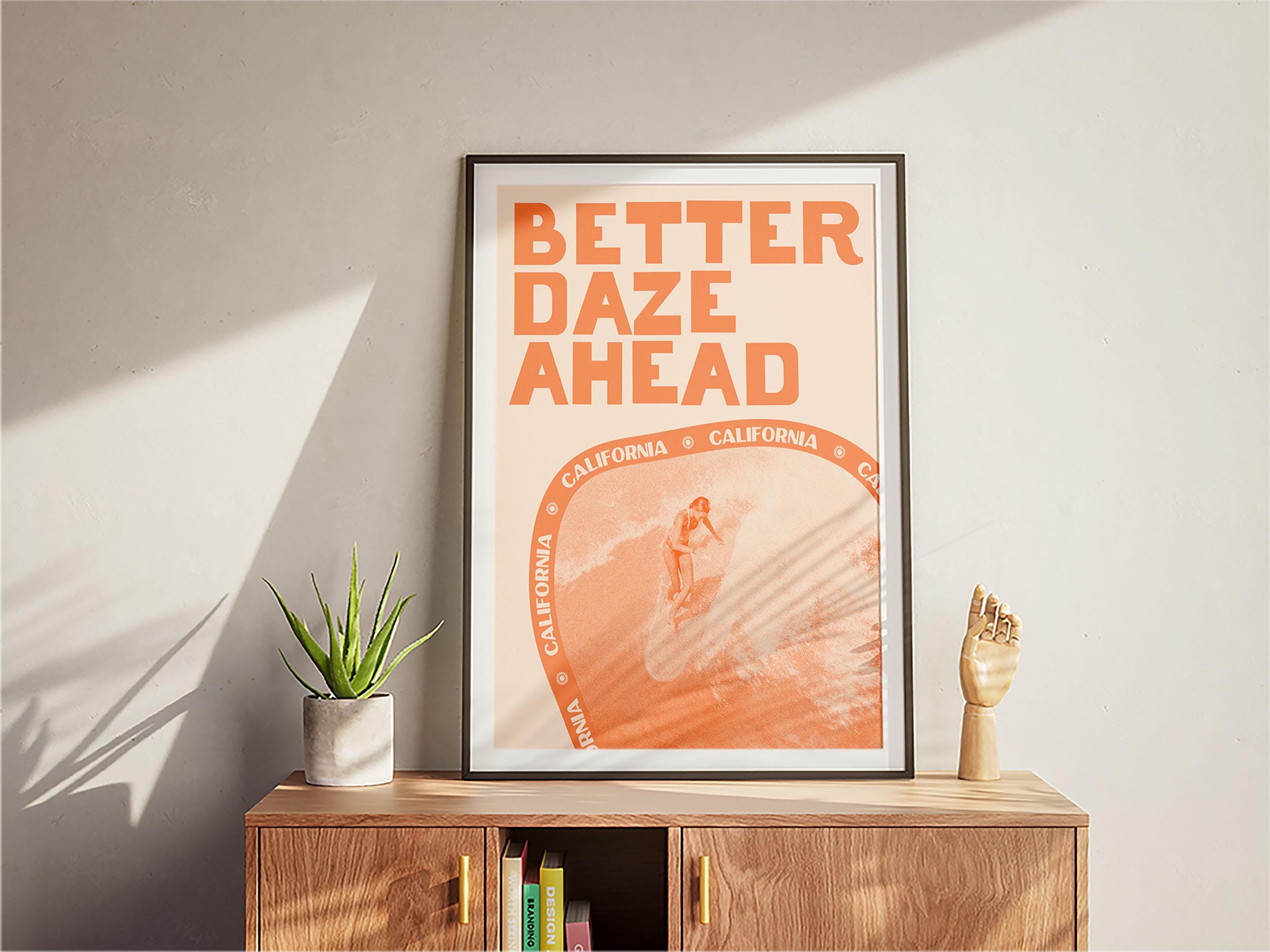 California Surfing Poster California Surf Art Print Retro Surf Decor