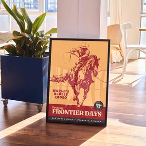 Frontier Days Rodeo Poster, Vintage Western Poster, Rodeo Print, Mid ...