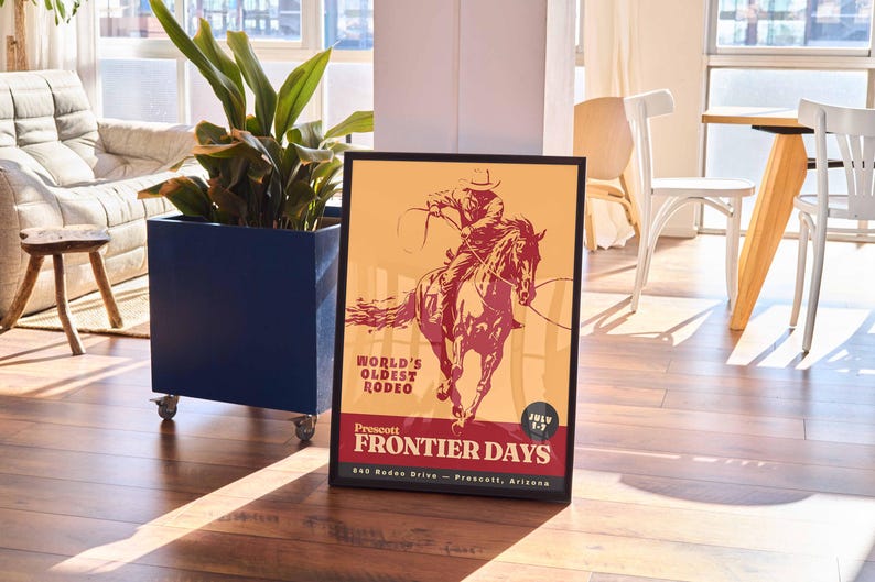 Frontier Days Rodeo Poster, Vintage Western Poster, Rodeo Print, Mid ...