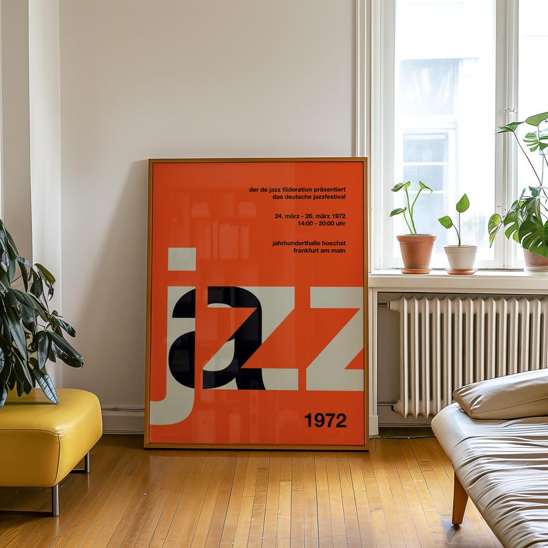 Retro German Jazz Festival Poster, Concert Poster, Typography Print ...