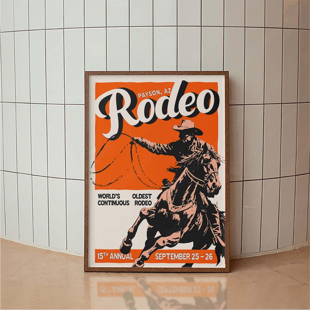 Arizona Rodeo Poster, Vintage Western Poster, Rodeo Print, Mid Century ...