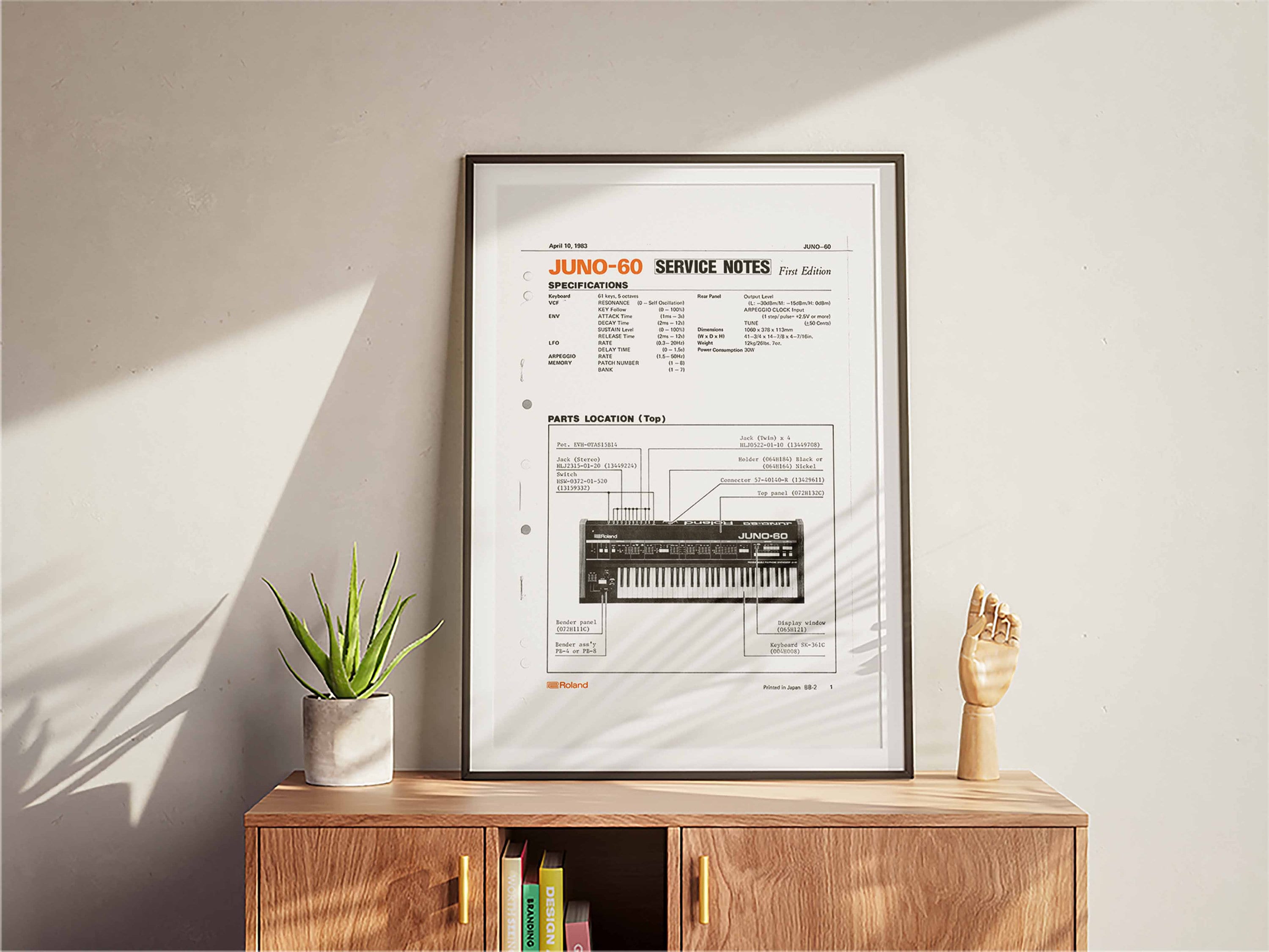Vintage Roland Juno 60 Synthesizer Poster, Vintage Manual Print ...