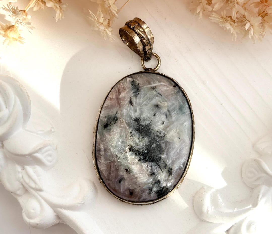 Lilac Charoite Oval Gemstone Bezel Set Hand Carved Gold Vermeil Tinted ...