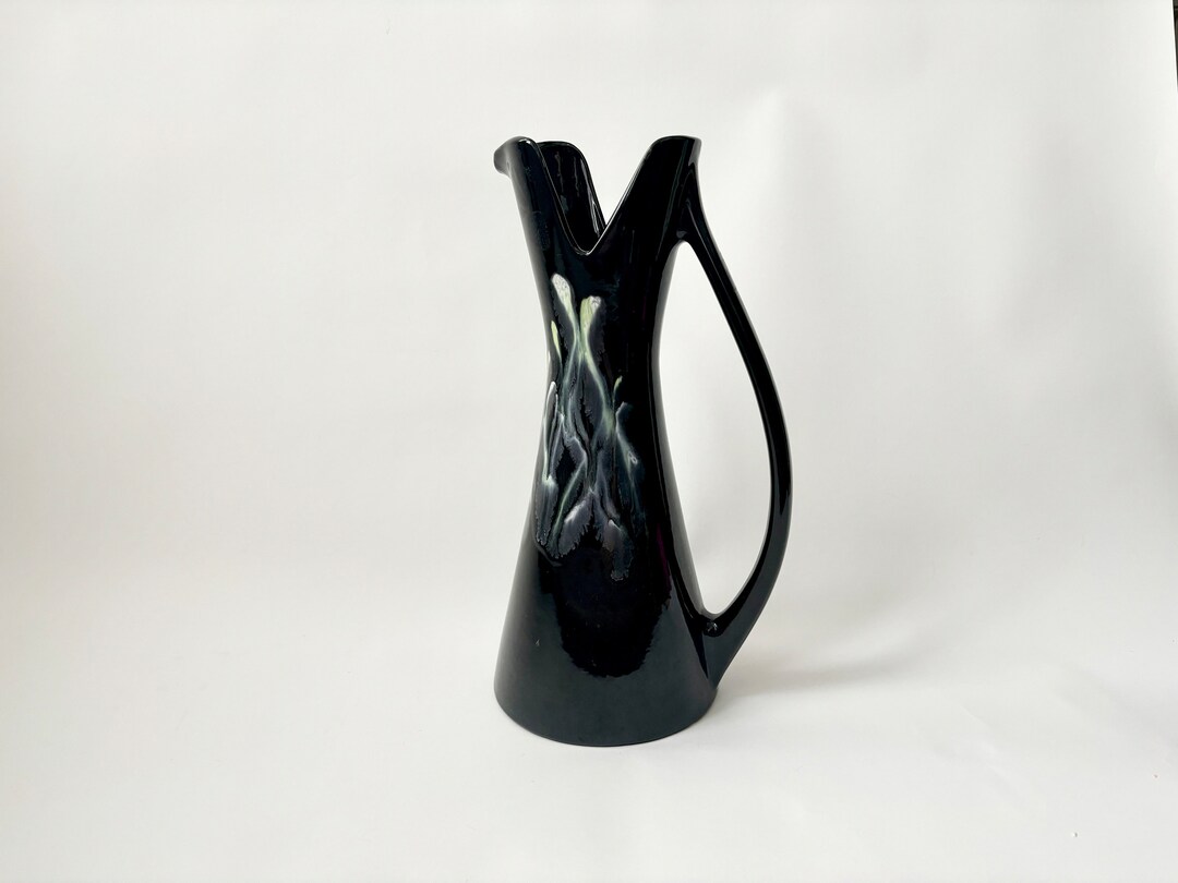 MCM Royal Haeger Drip Glaze Ultra Tall Black & Green Pitcher - 16" Tall ...