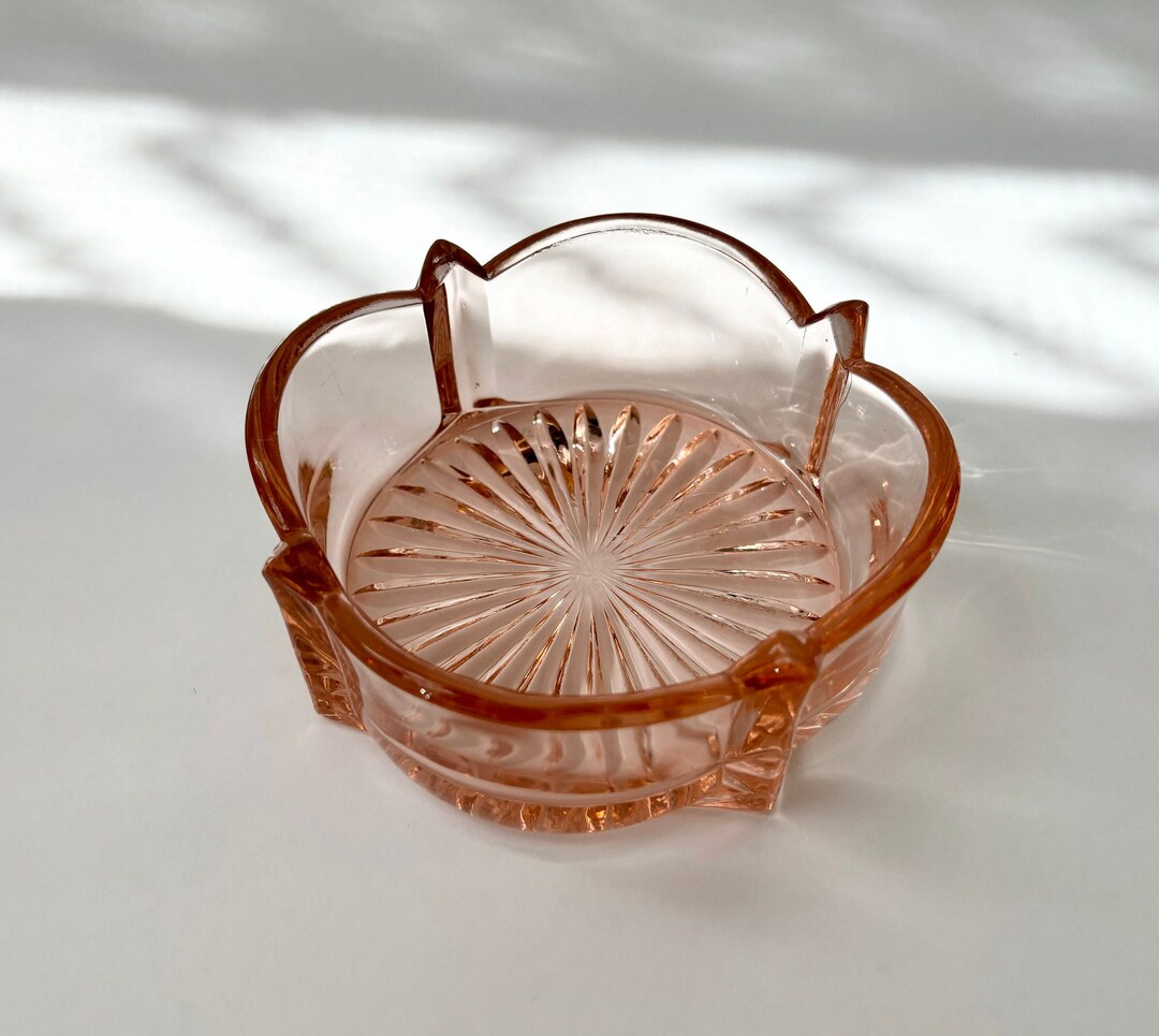 Depression Glass Pink Cut Glass Bowl - Etsy