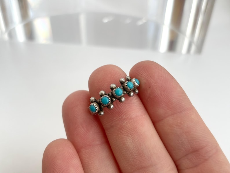 Zuni Pueblo Bell Trading Post Signed Sterling Silver Turquoise Gemstone ...