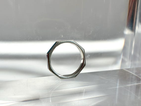 Sterling Turquoise Inlay Vintage Rare Flat Sided Ring… - Gem