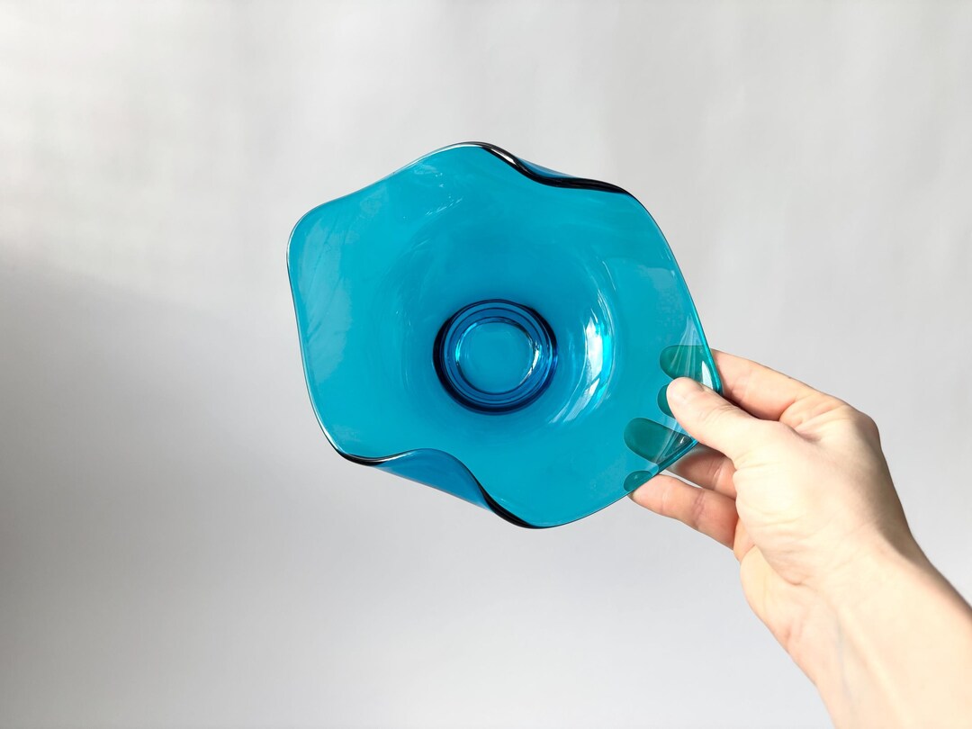 Viking Glass Co. Aqua Blue Handblown Midcentury Modern Bon Bon Glass ...