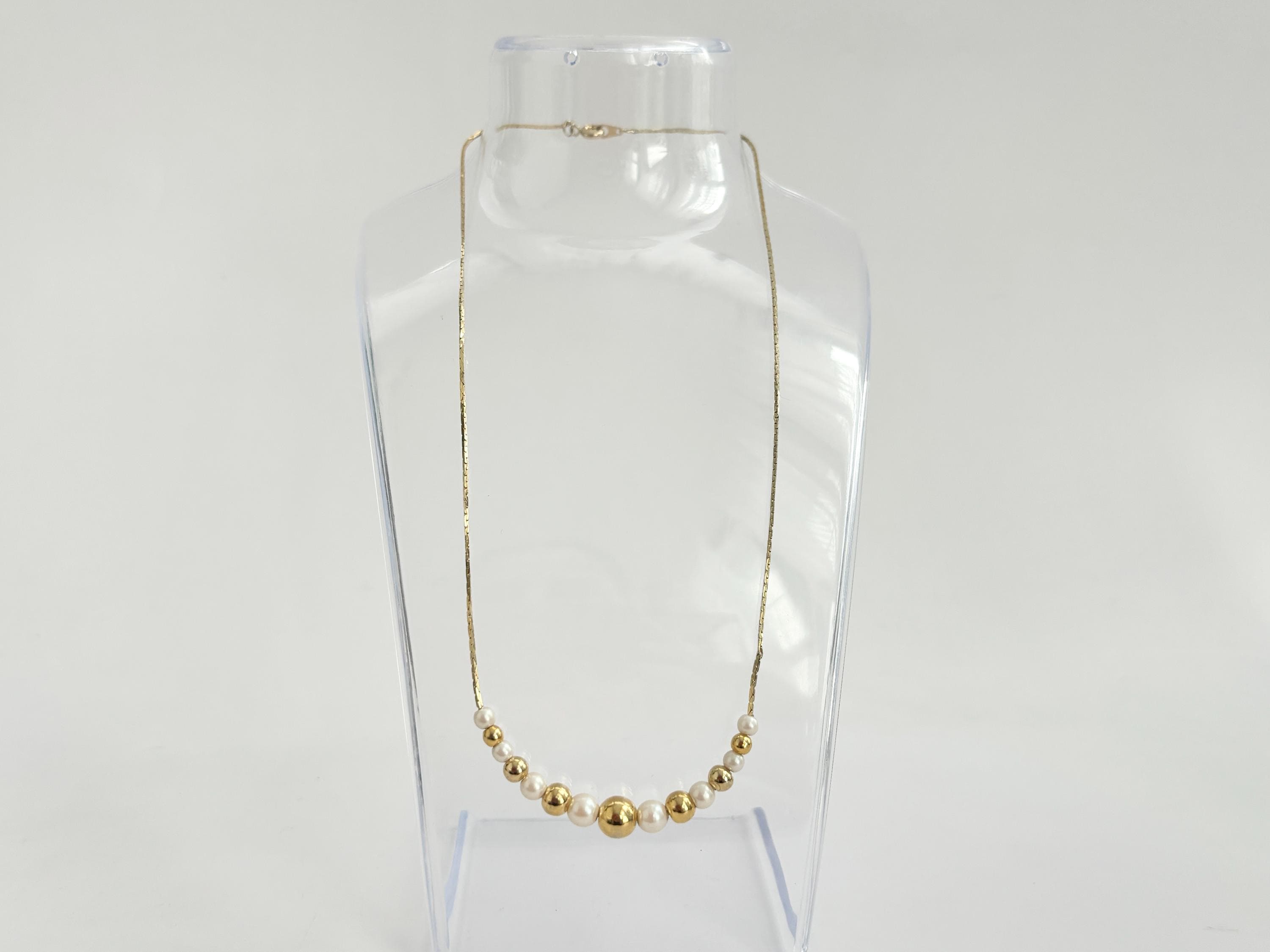 Vintage Gold & Pearl Adorned Cobra Style Chain Retro Necklace - 18" - Etsy