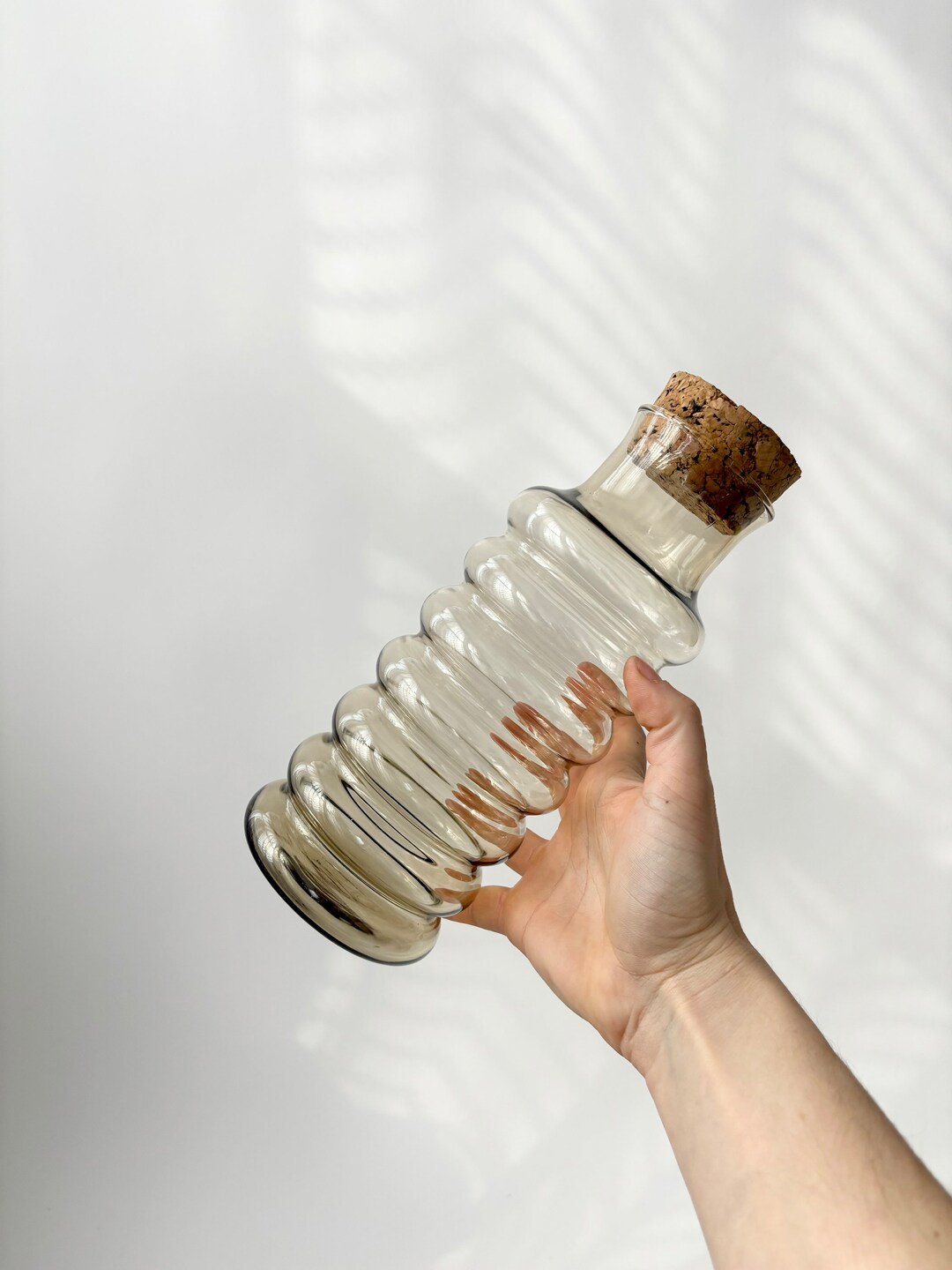 Vintage MCM Holmegaard Primula Apothecary Jar Jacob Bang Smoke Ribbed ...