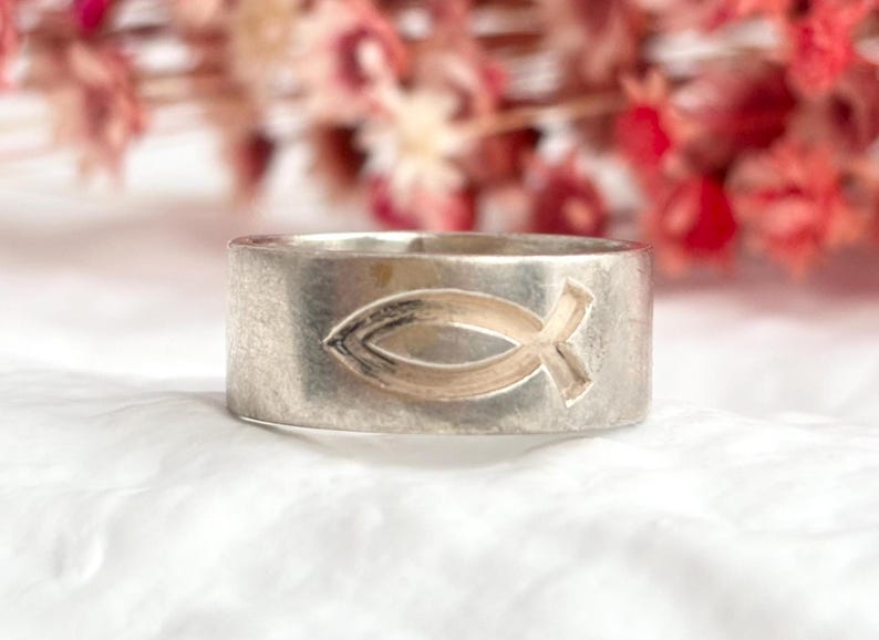RARE JAMES AVERY Ichthus Fish Christian Carved Sterling Silver Band 925 ...