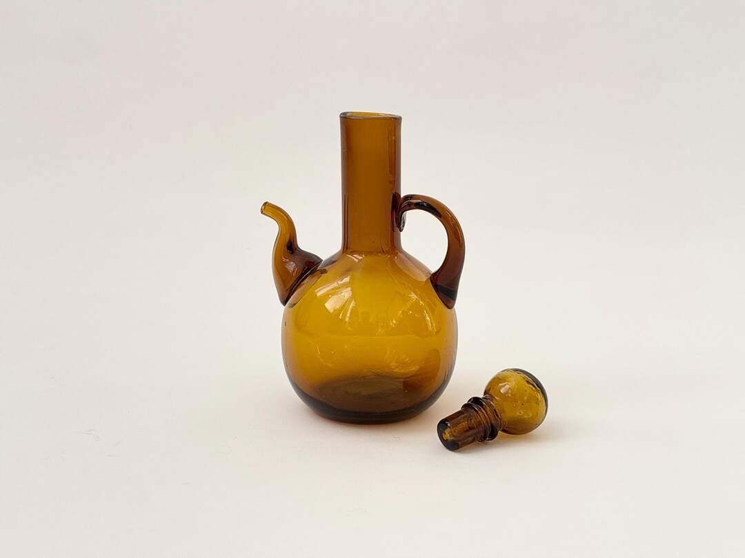 Vintage Honey Gold Midcentury Modern Handblown Glass Mini Glass Cruet ...