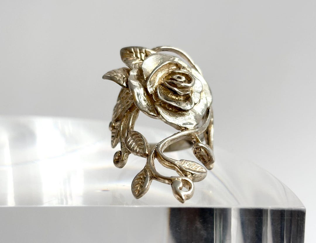Rosebud Shaped Miligran Accented Floral Vintage Sterling Silver 925 ...
