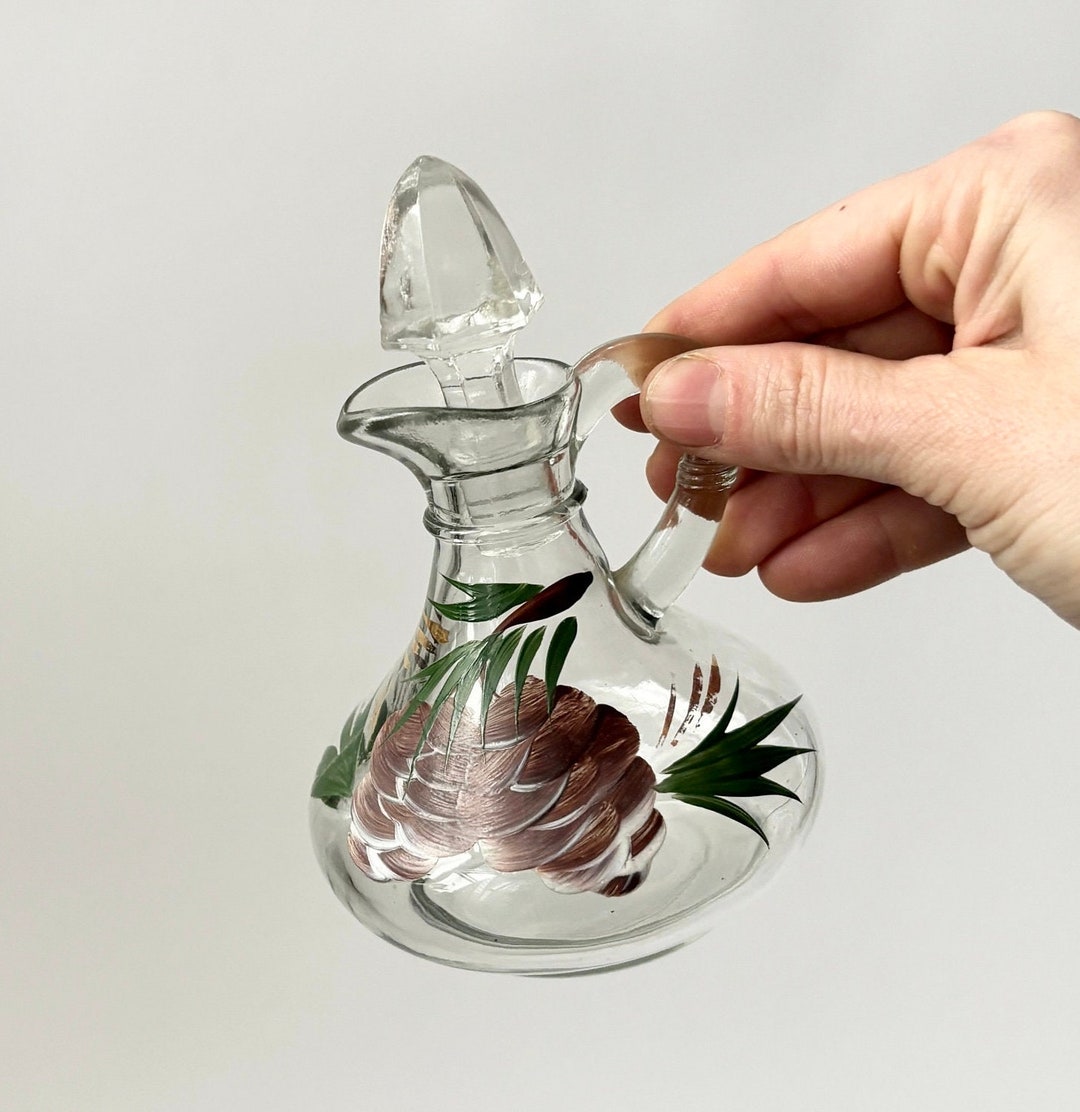 Anchor Hocking Hand Painted Pine Cone Glass Mini Cruet - Etsy
