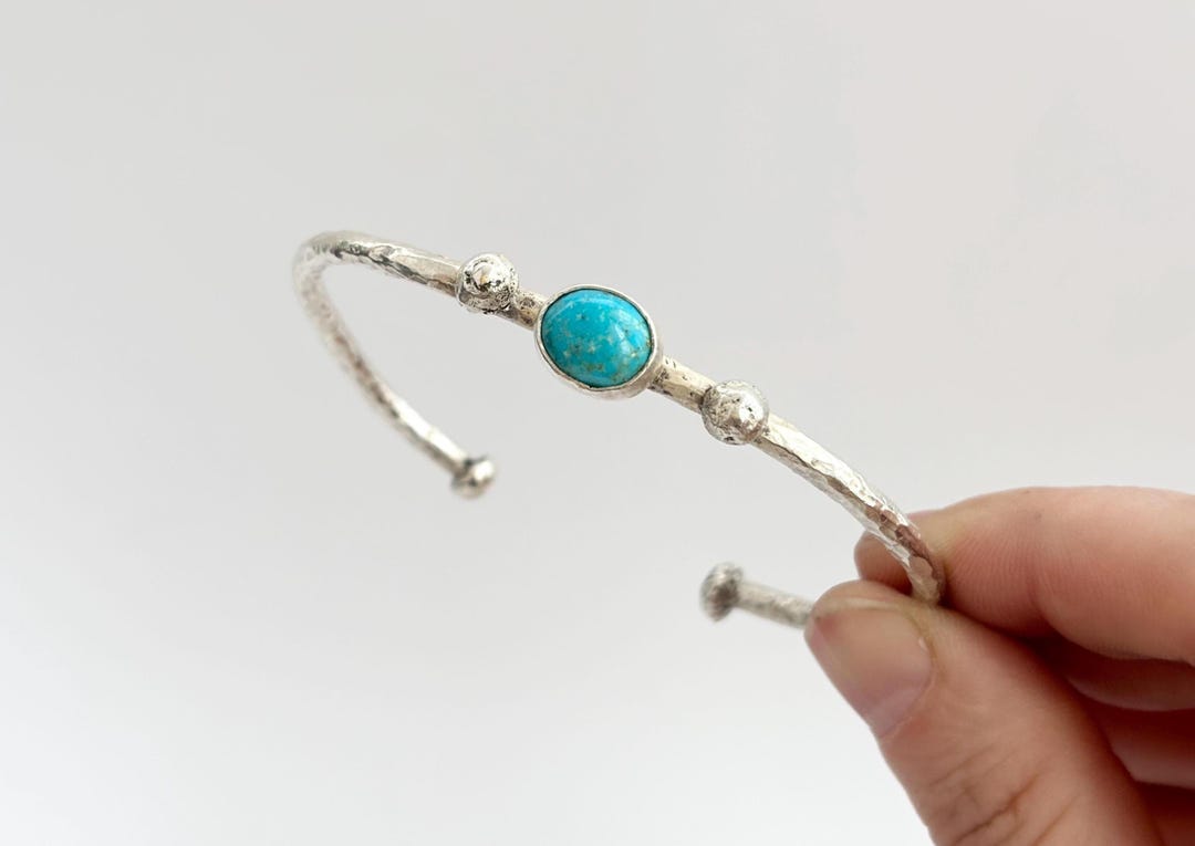 Hammered Pewter Natural Sleeping Beauty Turquoise Cuff Style Vintage ...