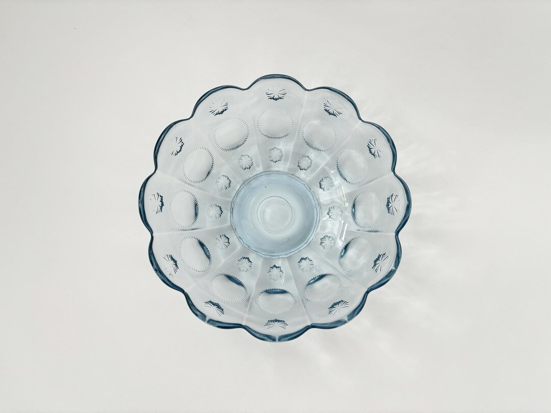 Fenton Signed Art Glass Ice Blue Priscilla Moon and Stars Scalloped ...