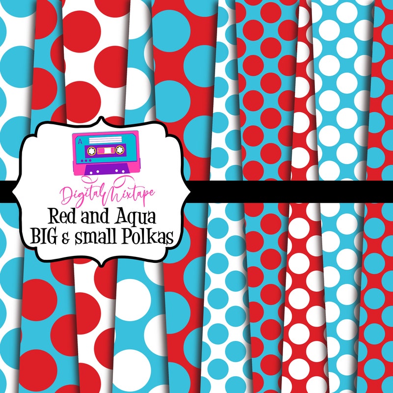 Red and Aqua Papers - Etsy