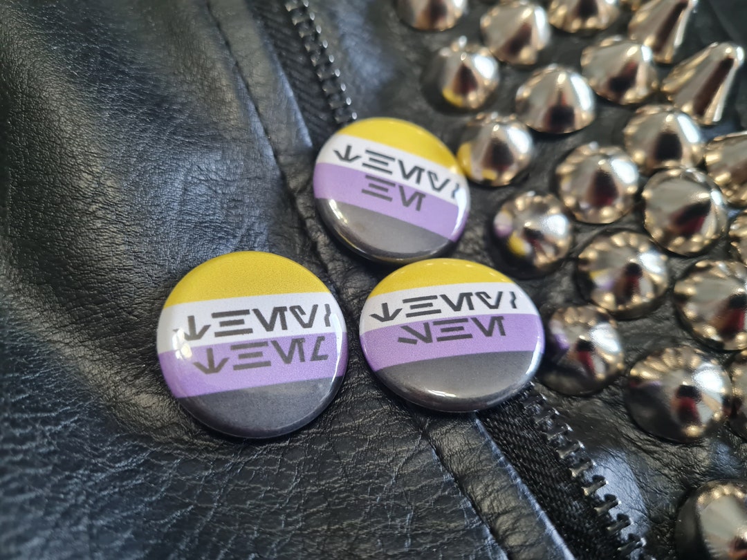 Aurebesh Nonbinary Pride Pronouns Pinback Buttons - Etsy