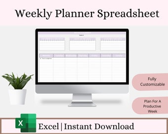 Excel Planner Spreadsheet Downloadable Template Simple Spreadsheet ...