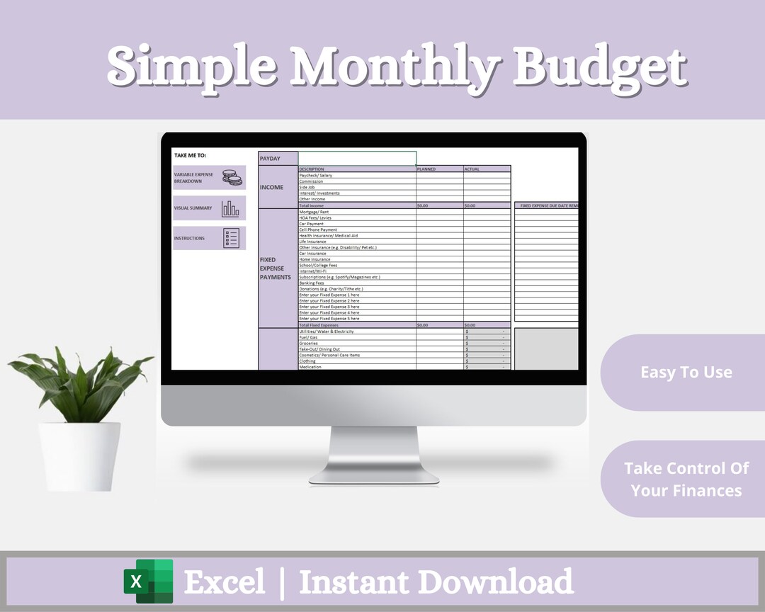 Simple Monthly Budget Excel Spreadsheet Paycheck Budget Excel ...
