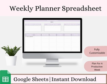 Digital Weekly Planner Digital Planner Google Sheets Template Weekly ...